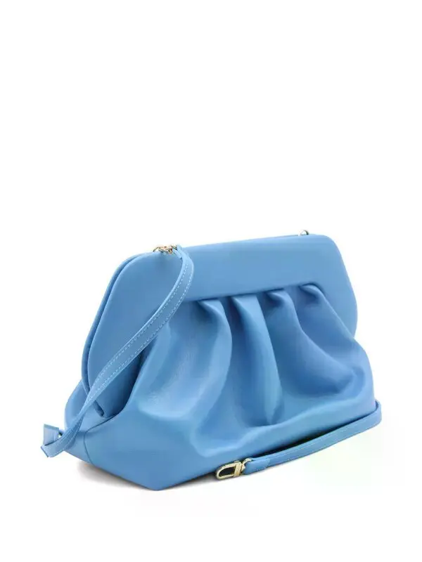THEMOIRE Ruched Leather Clutch - Blue