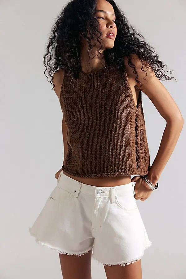 Free People We The Free Sparks Fly Denim Shorts - Optic White