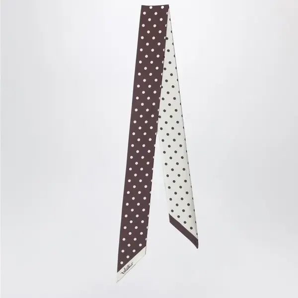 Valentino Garavani Brown Scarf With Butter-colored Polka Dots - Multicolor