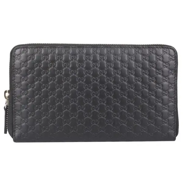 Gucci Zip Around Wallet Microssima - Black