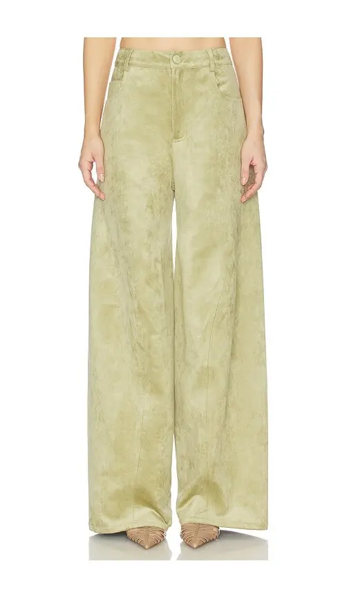 Alexis Rustikan Faux Suede Wide Leg Trousers - Sage