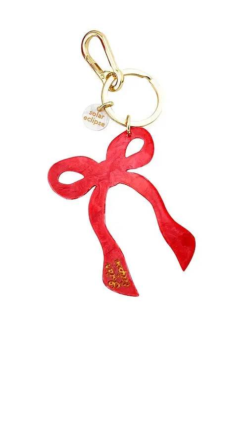 SOLAR ECLIPSE Hand-painted Coquette Bow Bag Charm + Keychain - Red