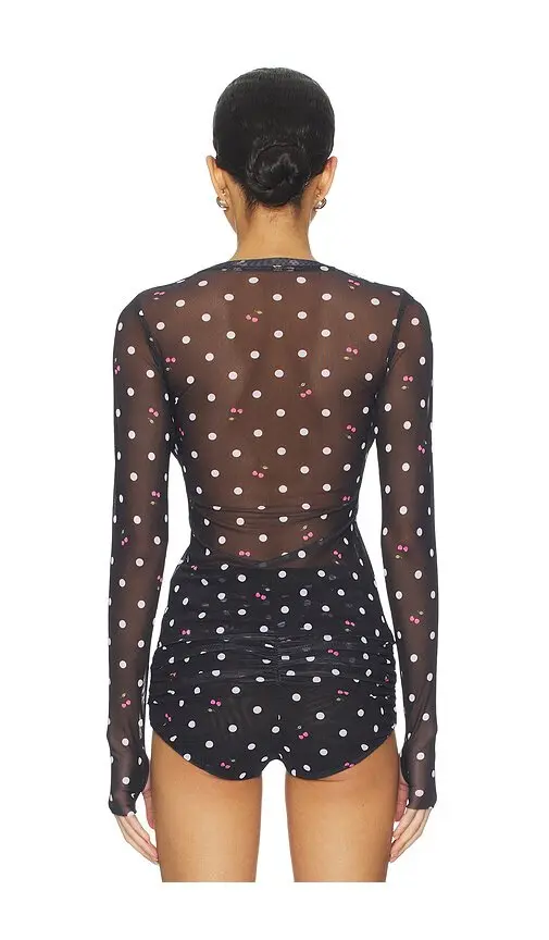 AFRM Kaylee Mesh Top With Cherry Print