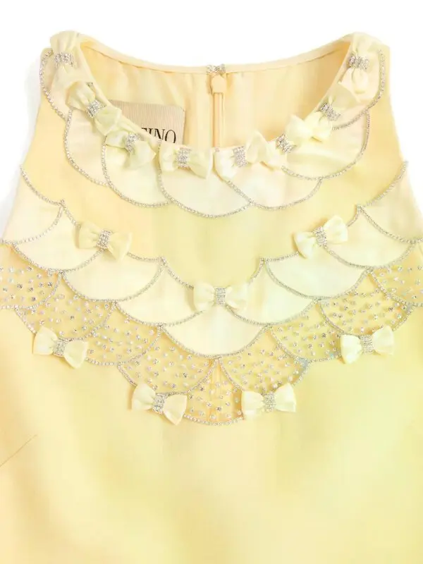 Valentino Garavani Rhinestone-embroidered Bow-detail Mini Dress - Yellow