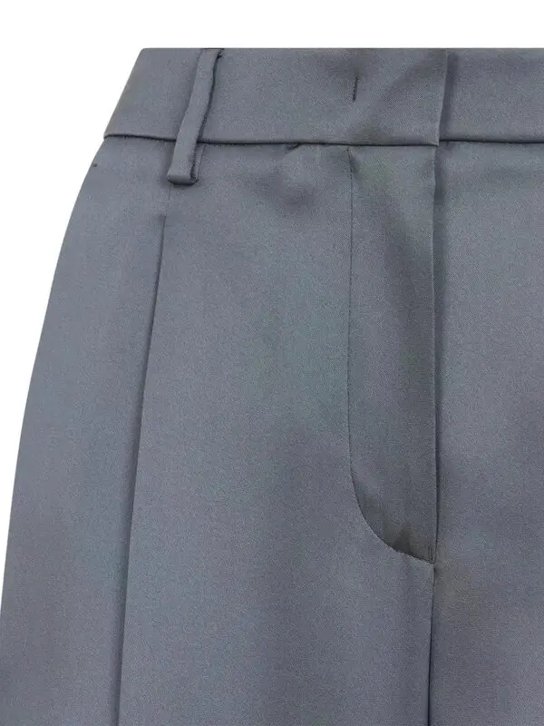 Giorgio Armani Pleated Wide-leg Silk Trousers - Grey