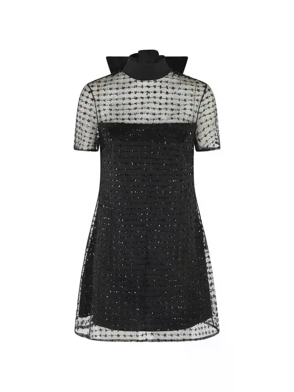 Staud Bow-detail High-neck Mini Dress