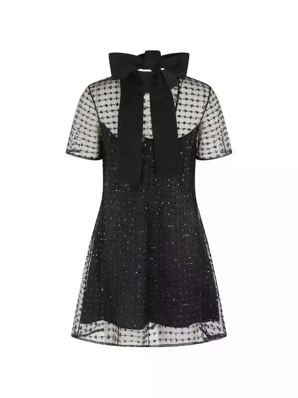 Staud Bow-detail High-neck Mini Dress
