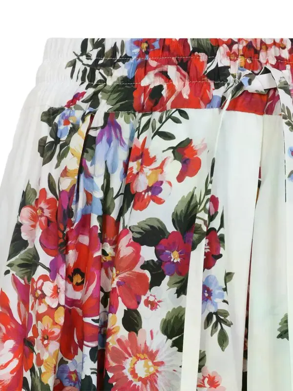 Dolce & Gabbana Floral Print Cotton Midi Skirt - White