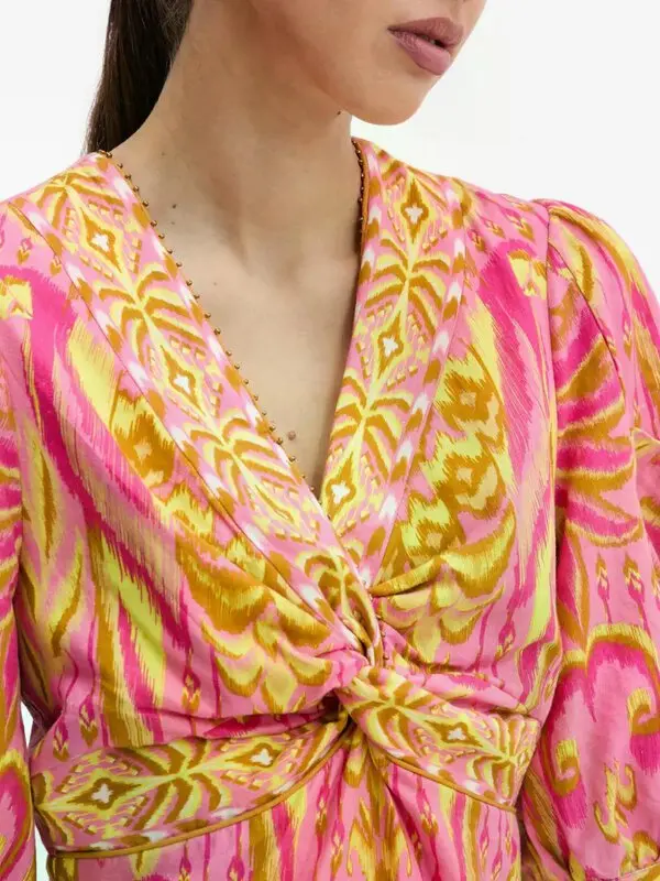 Farm Rio Printed Puff-sleeve Midi Dress