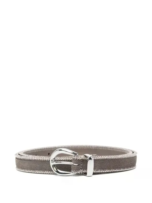 Peserico Stud-embellished Suede Belt - Grey