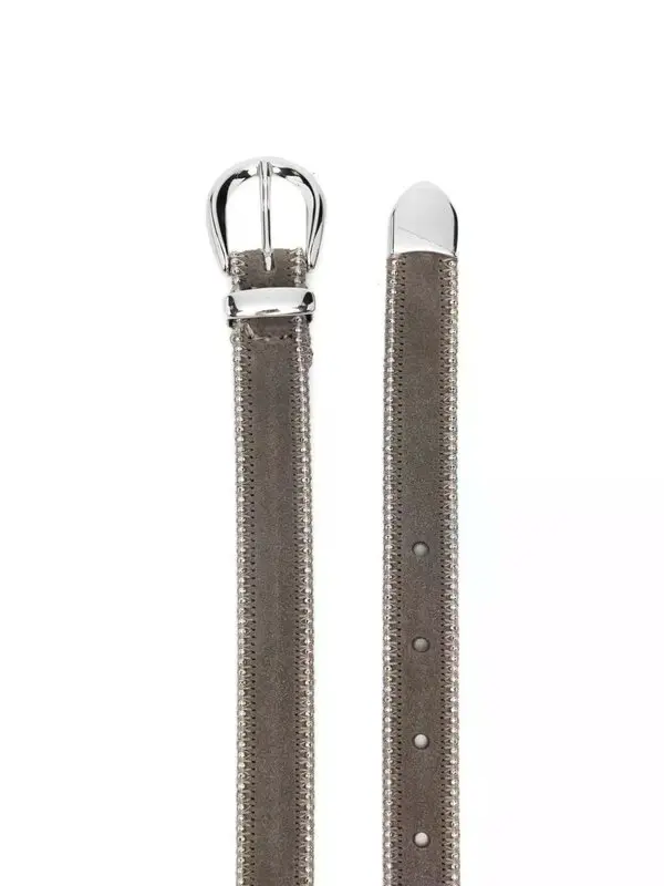 Peserico Stud-embellished Suede Belt - Grey