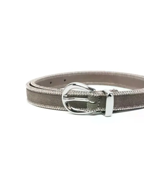 Peserico Stud-embellished Suede Belt - Grey