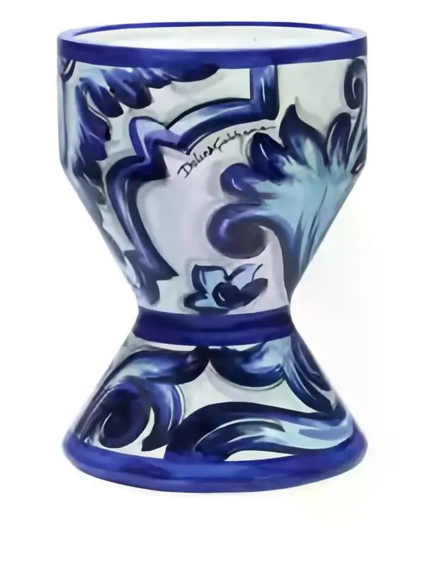 Dolce & Gabbana Floral Geometric Ceramic Vase - White