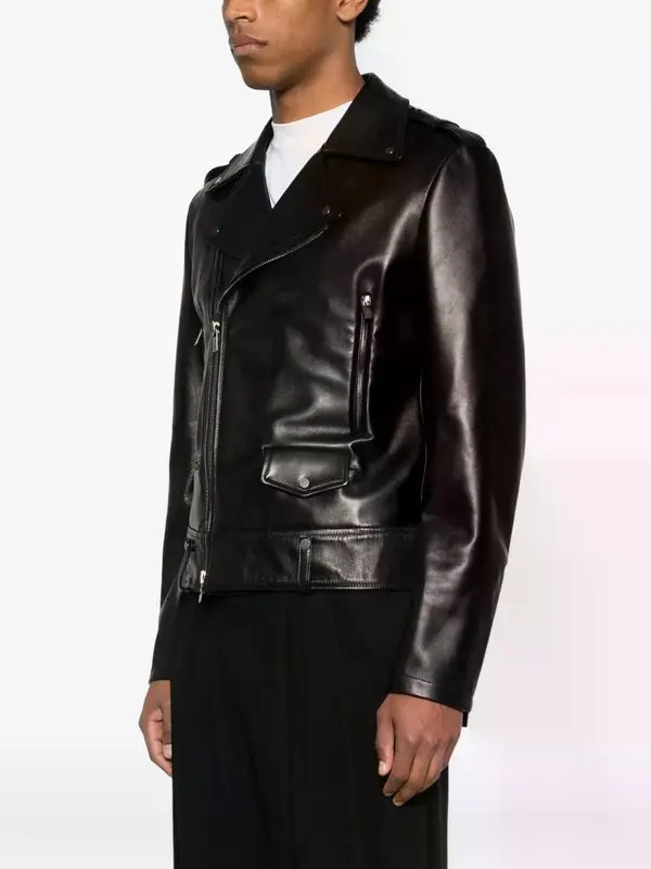 SALVATORE SANTORO Leather Biker Jacket - Black