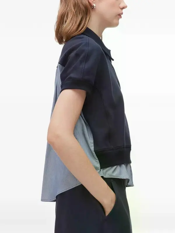 3.1 Phillip Lim Striped Panelled Polo Top - Blue
