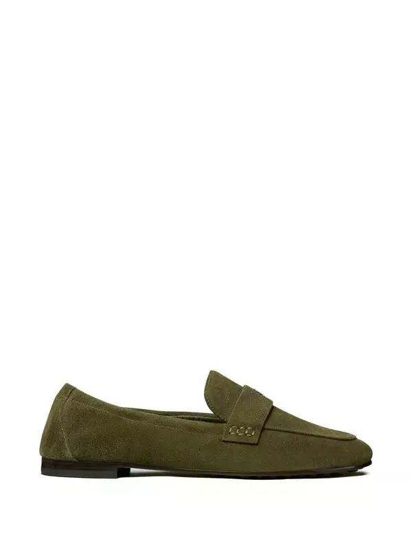 Tory Burch Suede Ballet Loafers With Metal Double T Detail - Green