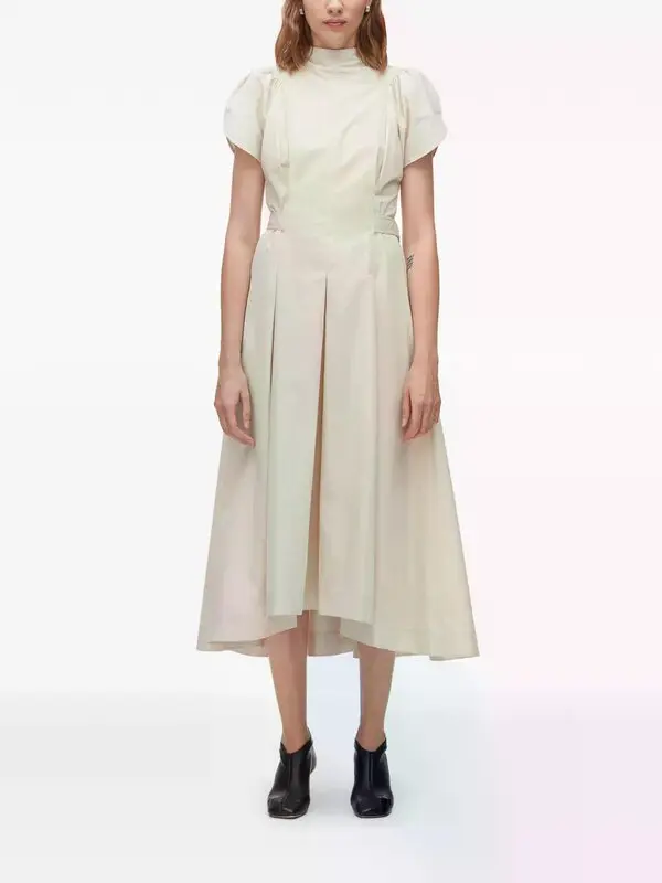 3.1 Phillip Lim Puff-sleeved Pleated Midi Dress - Neutrals