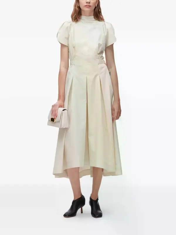 3.1 Phillip Lim Puff-sleeved Pleated Midi Dress - Neutrals