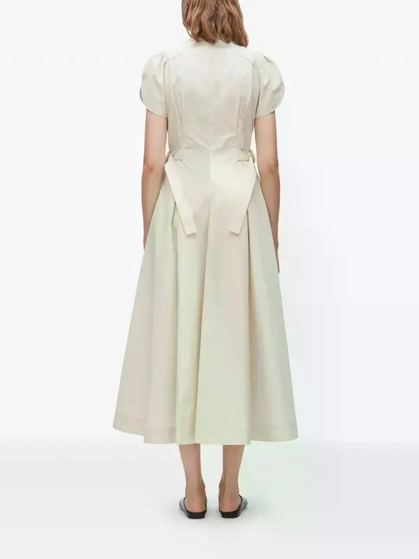 3.1 Phillip Lim Puff-sleeved Pleated Midi Dress - Neutrals