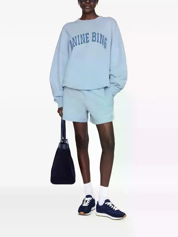 ANINE BING Framed Monogram Shorts - Blue