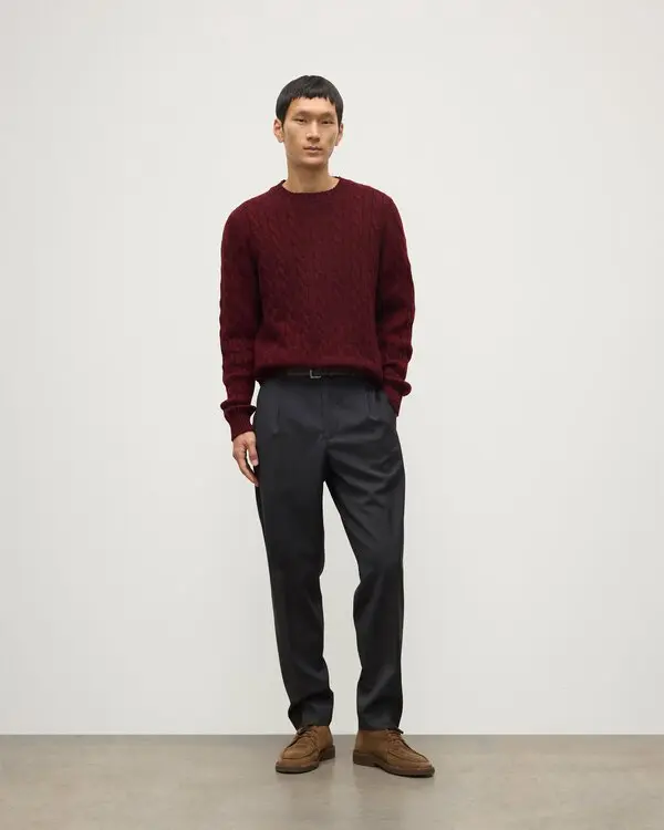 Johnstons Of Elgin Calder Dark Cable Cashmere Jumper - Red