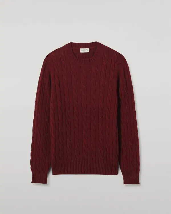 Johnstons Of Elgin Calder Dark Cable Cashmere Jumper - Red