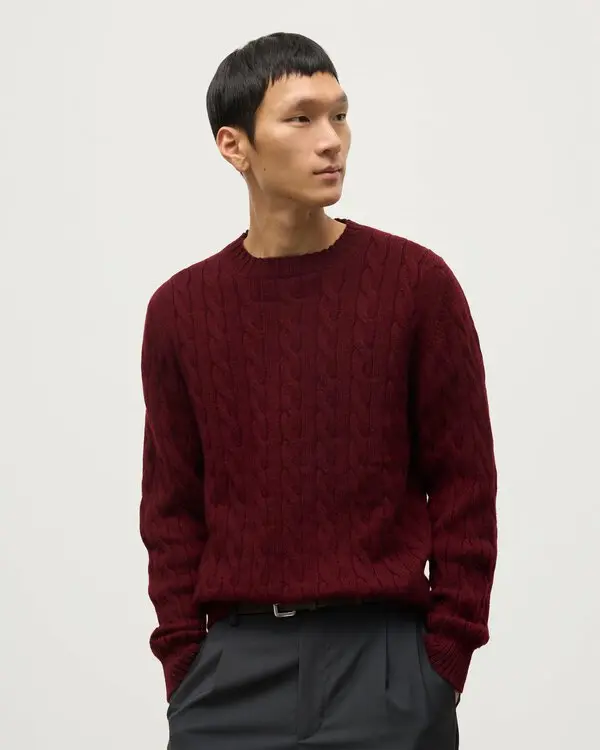 Johnstons Of Elgin Calder Dark Cable Cashmere Jumper - Red