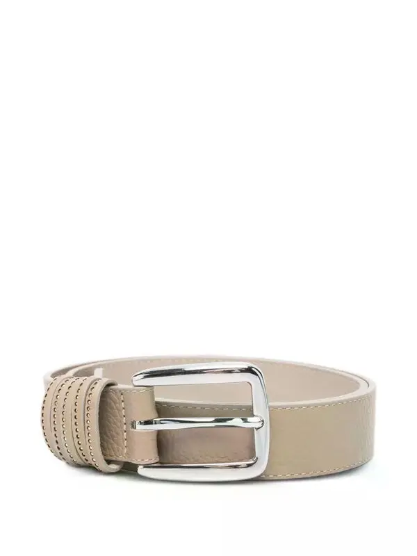 Peserico Textured-leather Belt With Buckle - Neutrals
