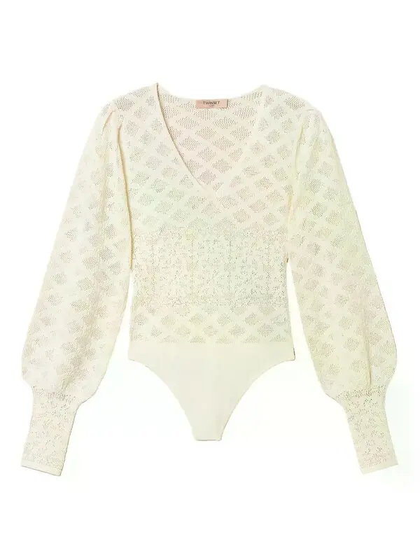 TWINSET Knit Floral Bodysuit
