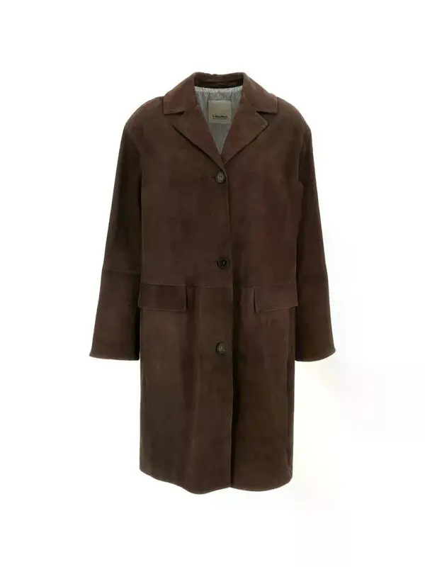 Max Mara Ortensia Lapel-collar Suede Coat