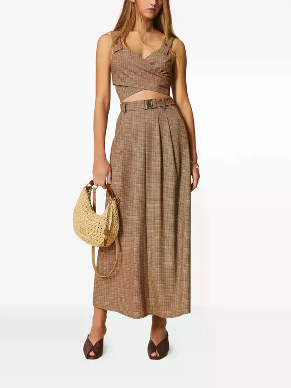 TWINSET Plaid Belted Skirt