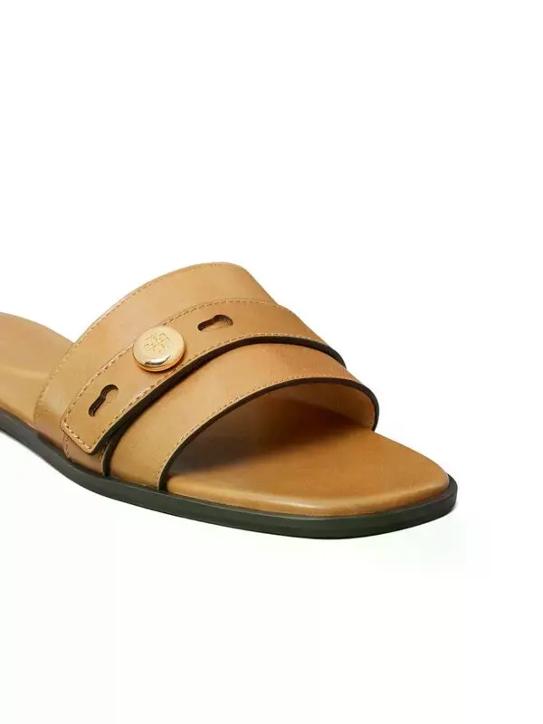 Tory Burch Romy Button Strap Slides - Neutrals