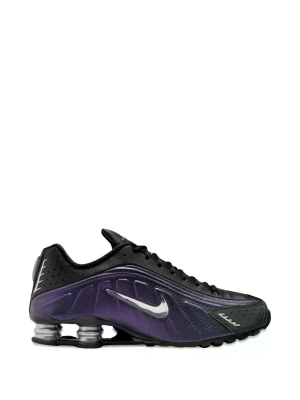Nike Shox R4 Perforated Logo Sneakers - Black