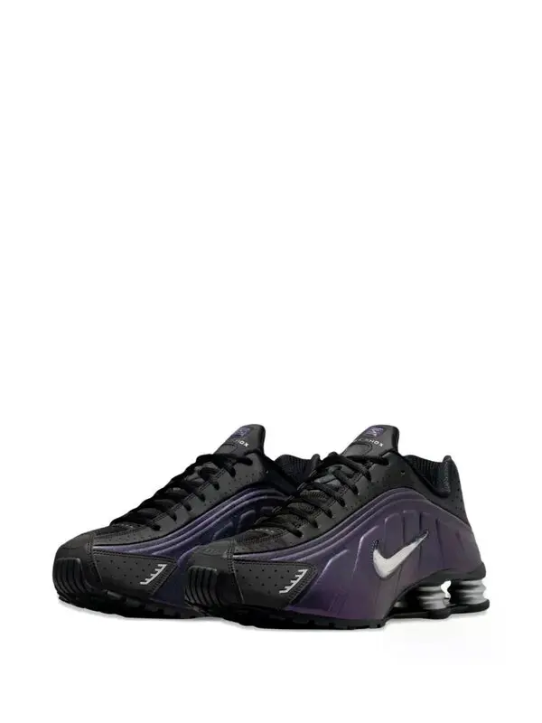 Nike Shox R4 Perforated Logo Sneakers - Black