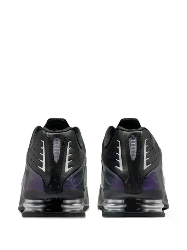 Nike Shox R4 Perforated Logo Sneakers - Black