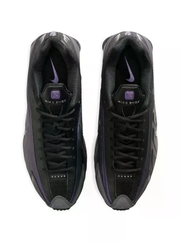 Nike Shox R4 Perforated Logo Sneakers - Black