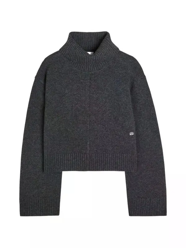 GANNI Roll-neck Wool Sweater - Grey