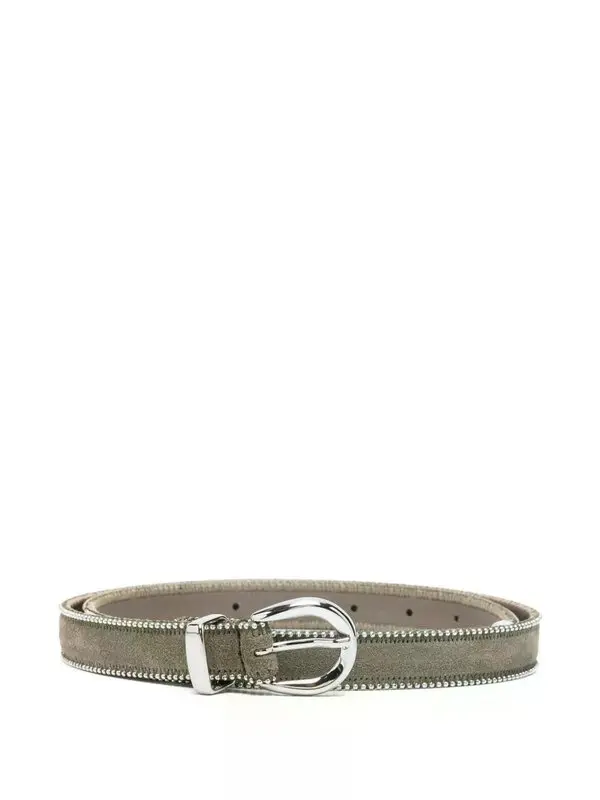 Peserico Stud-embellished Suede Belt - Green