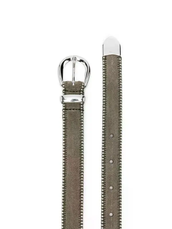 Peserico Stud-embellished Suede Belt - Green