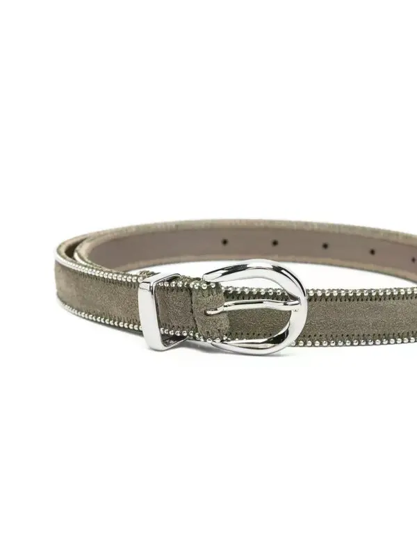 Peserico Stud-embellished Suede Belt - Green