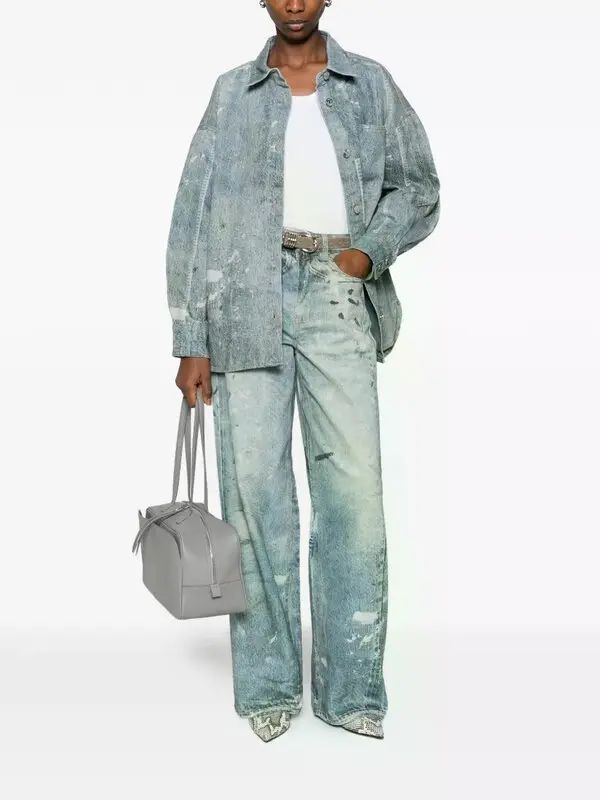 GESTUZ Printed Straight Leg Jeans