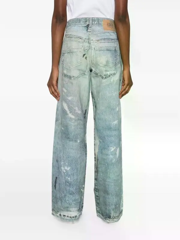 GESTUZ Printed Straight Leg Jeans