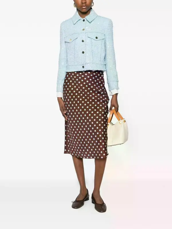 Alice + Olivia Sequin-detailed Cropped Tweed Jacket - Blue