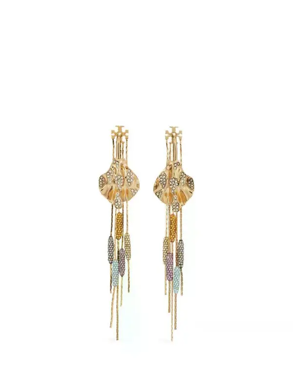 Tory Burch Runway Embellished Front-back Drop Earrings - Gold