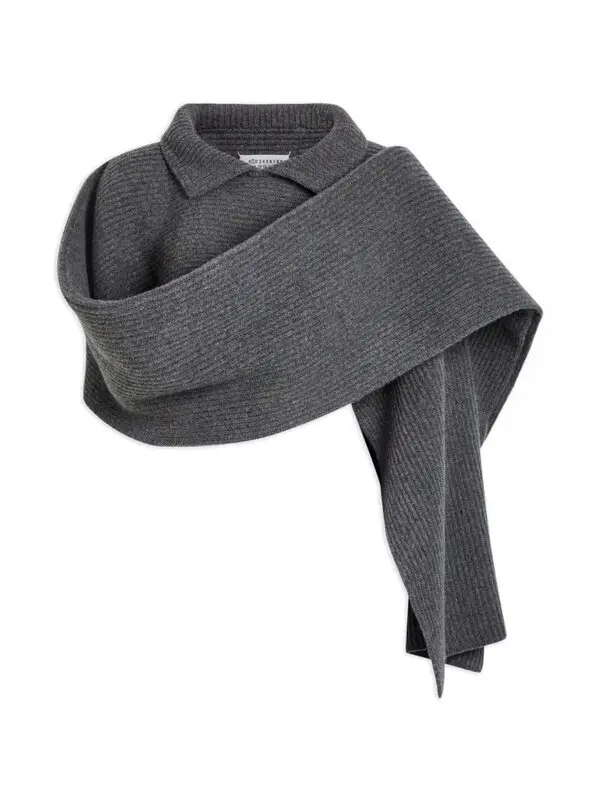 MAISON MARGIELA Collared Ribbed-knit Scarf - Grey