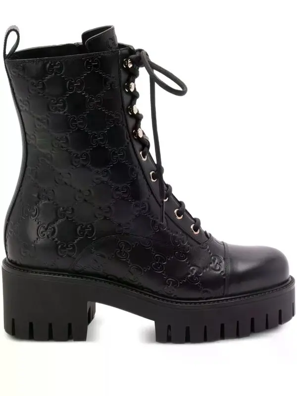 Gucci Gg-monogram Lace-up Boots