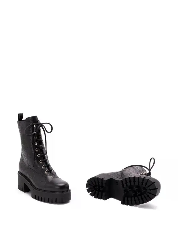 Gucci Gg-monogram Lace-up Boots
