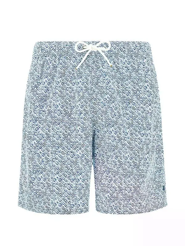 Paul & Shark Geometric Print Swim Shorts - White