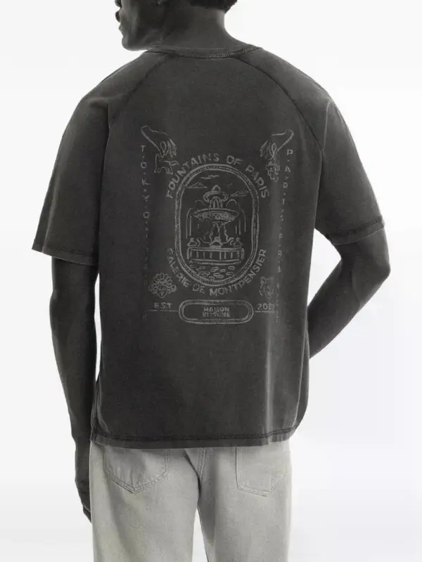 Maison Kitsuné Fountain Stamp-printed Faded T-shirt