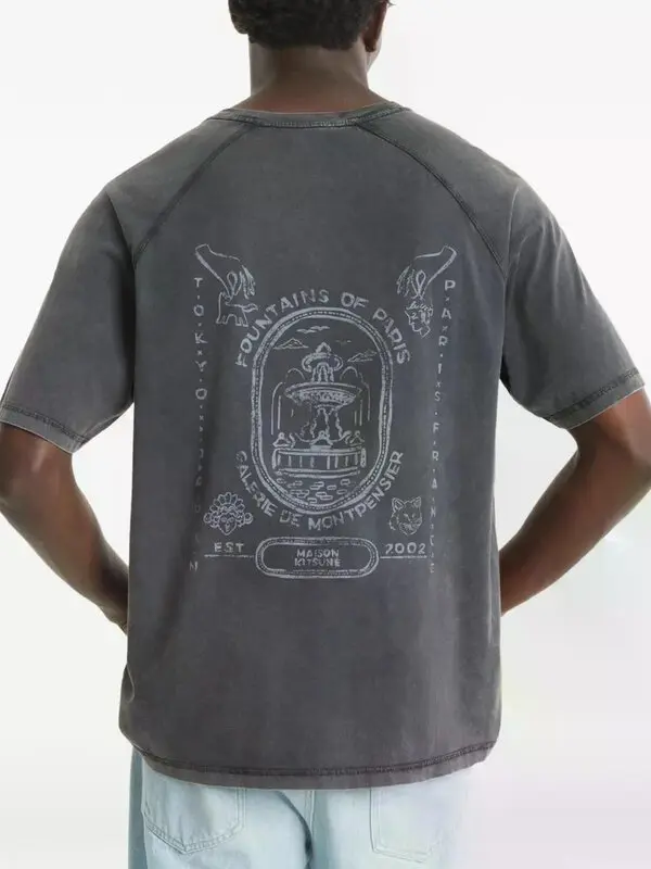 Maison Kitsuné Fountain Stamp-printed Faded T-shirt